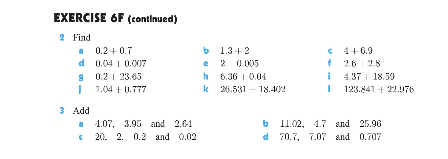 7F2MAT24: Decimal - Addition | MHOL